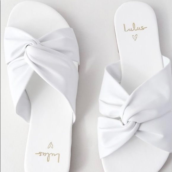 Lulus | Shoes | Lulus Tilly Leather White Vachetta Slide Sandal | Poshmark
